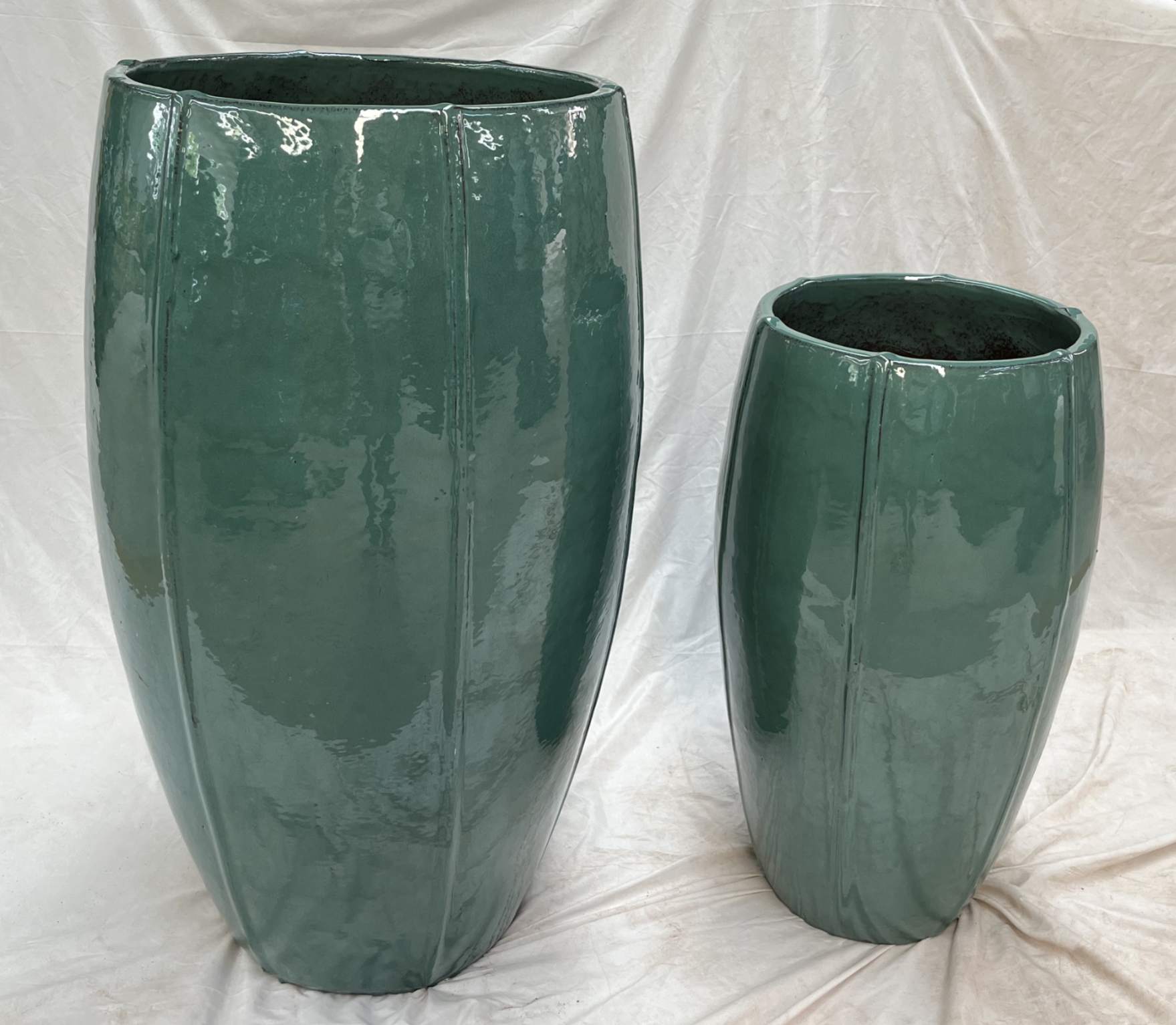Pair of Large Glazed Ceramic Planters | Indoor/Outdoor Decor | Blue ...