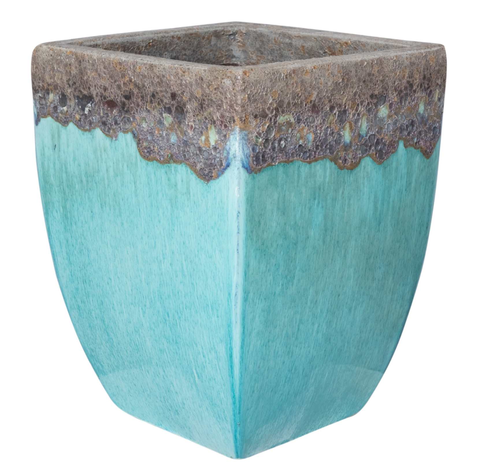 Buy Milky Blue Square Ceramic Planter Set Of 4 | Stylish Textured Rim Pot – ChhajedGarden.com