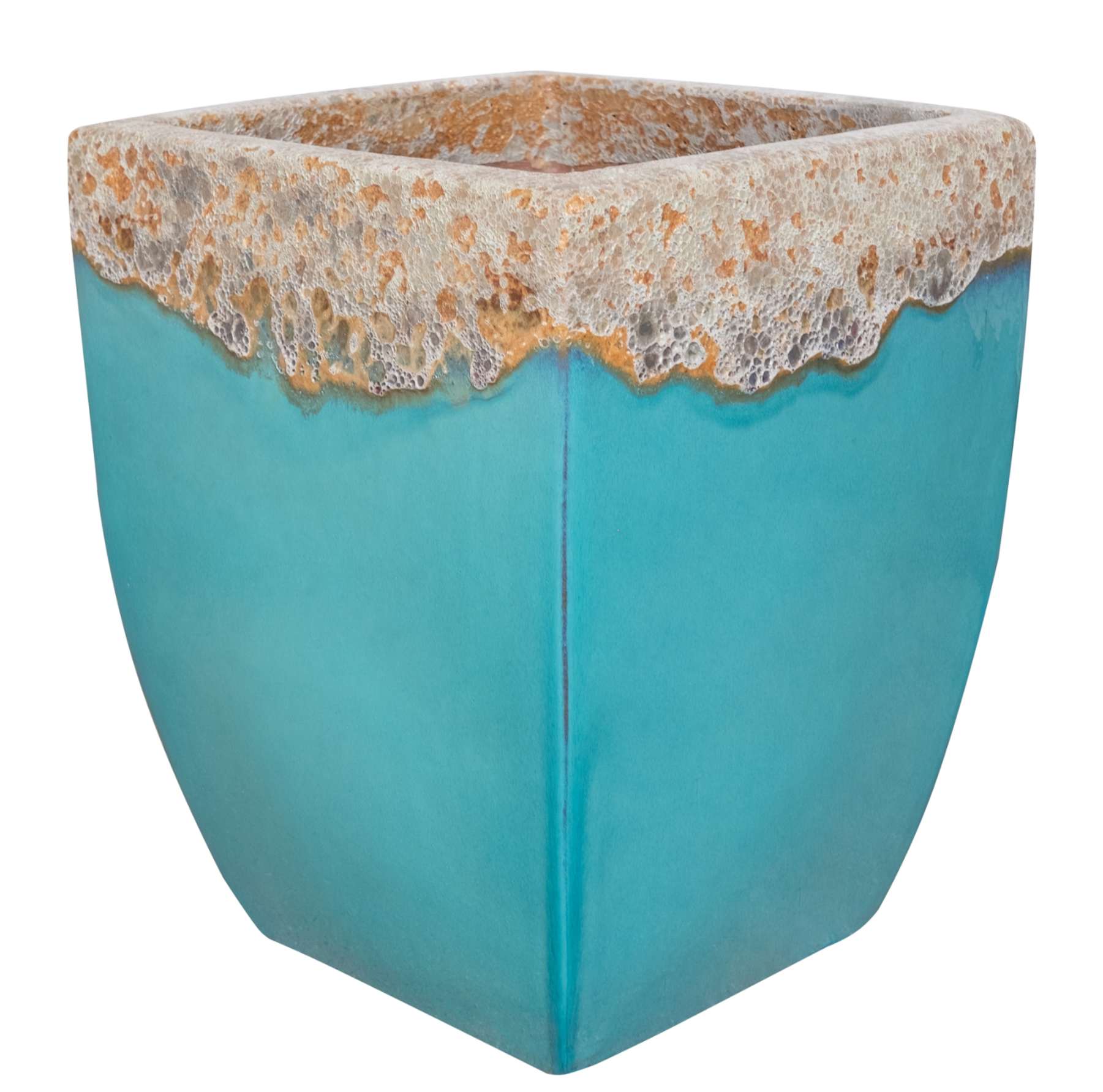 Buy Turquoise Square Ceramic Planter | Textured Rim Pot – ChhajedGarden.com