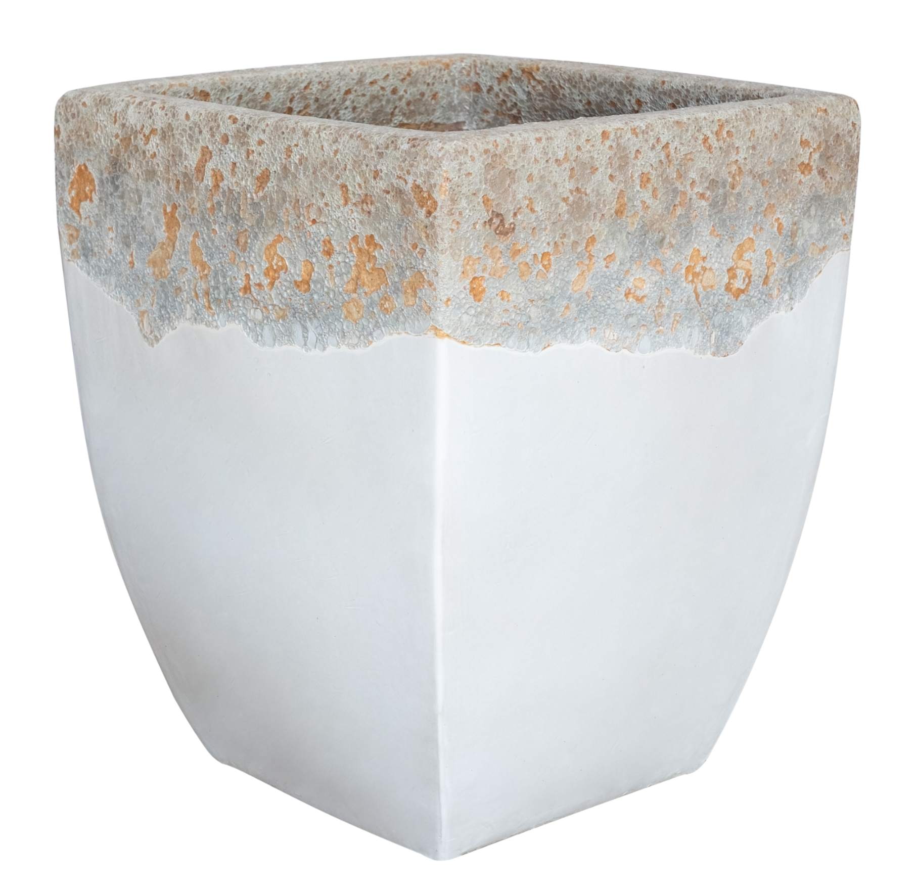 Buy White Square Ceramic Planter Set Of 4 | Textured Volcanic Rim Pot ...