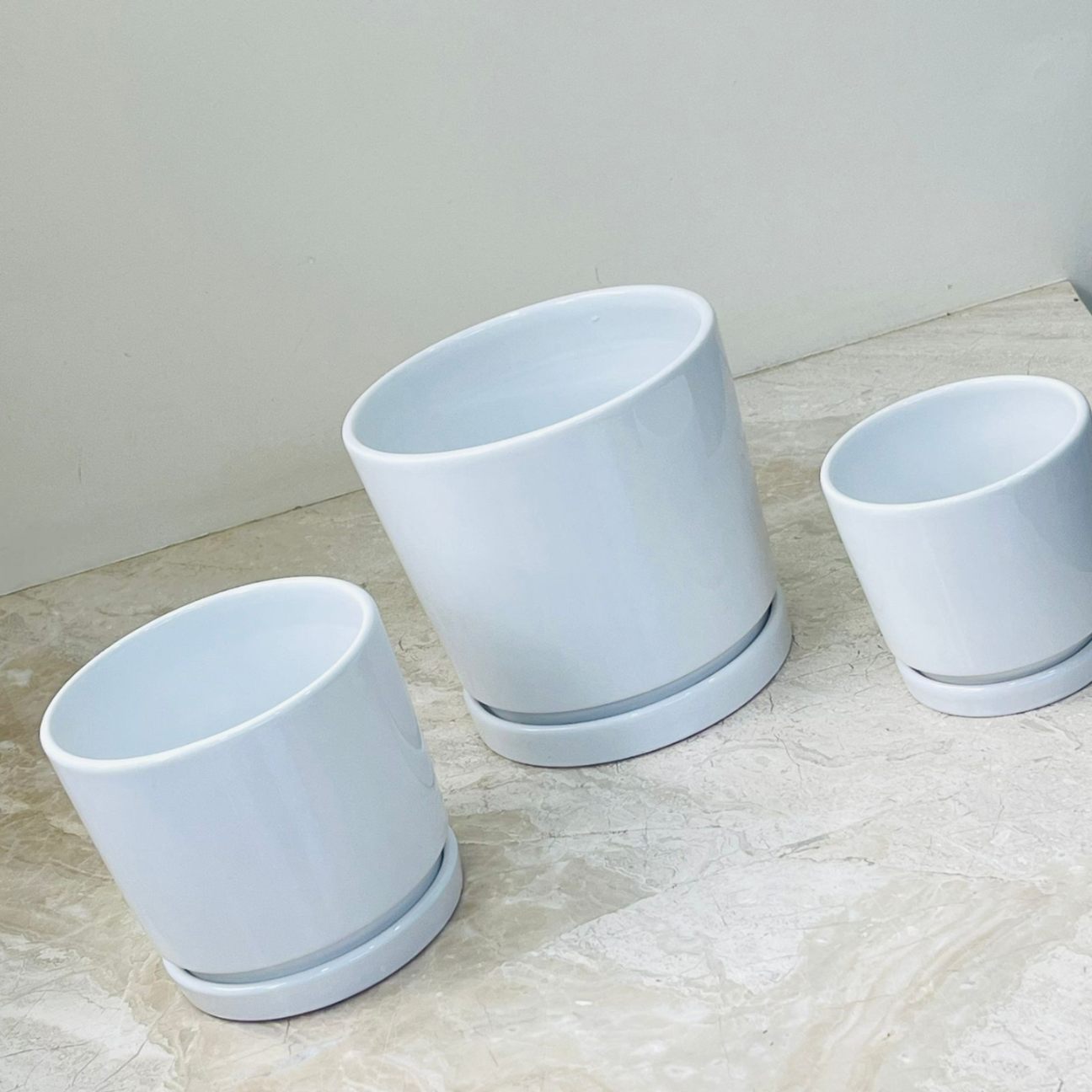 Classic White Ceramic Planter Set Of 3 | Elegant Indoor Plant Pots with ...