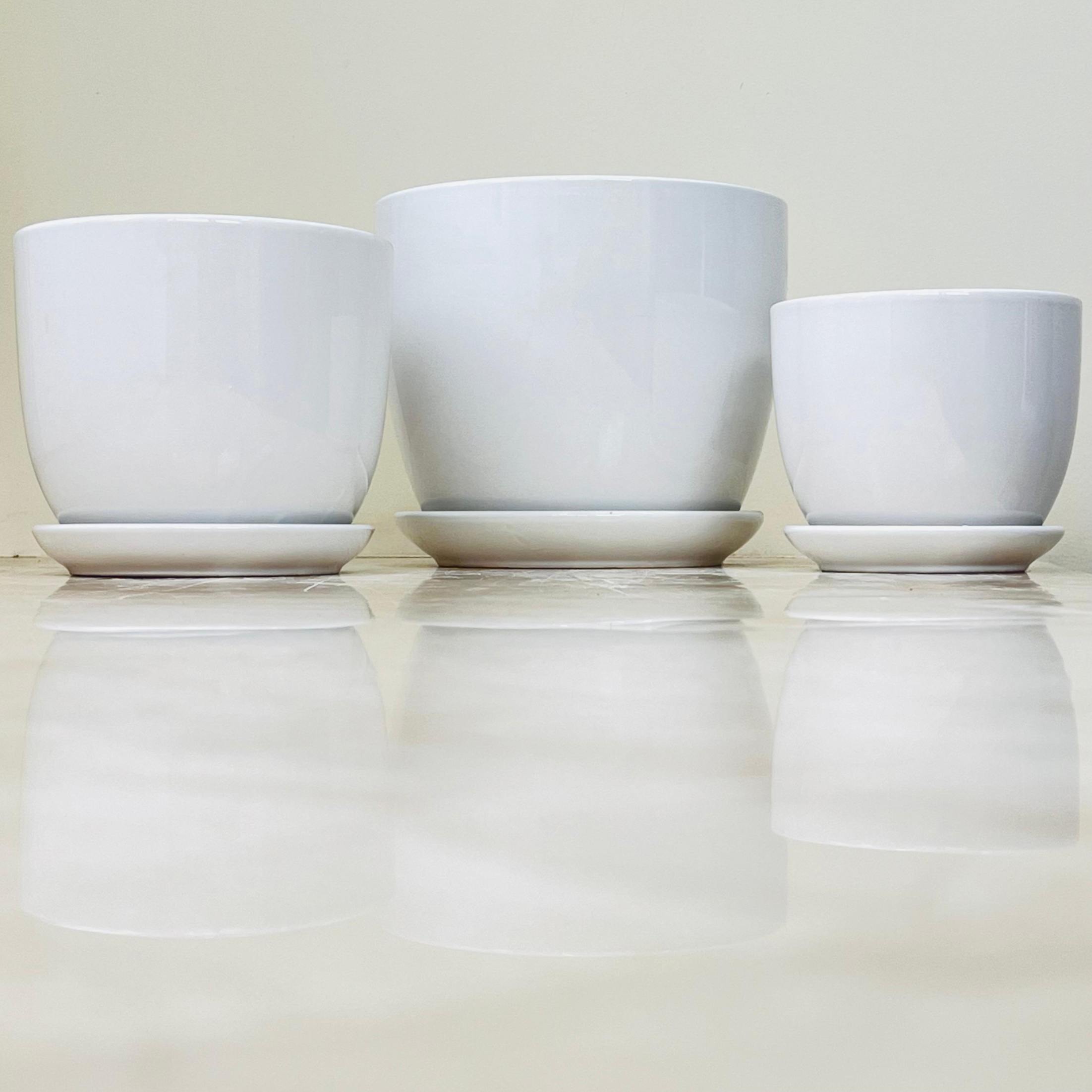 Classic White Ceramic Planter Set | Minimalist Indoor Pots ...