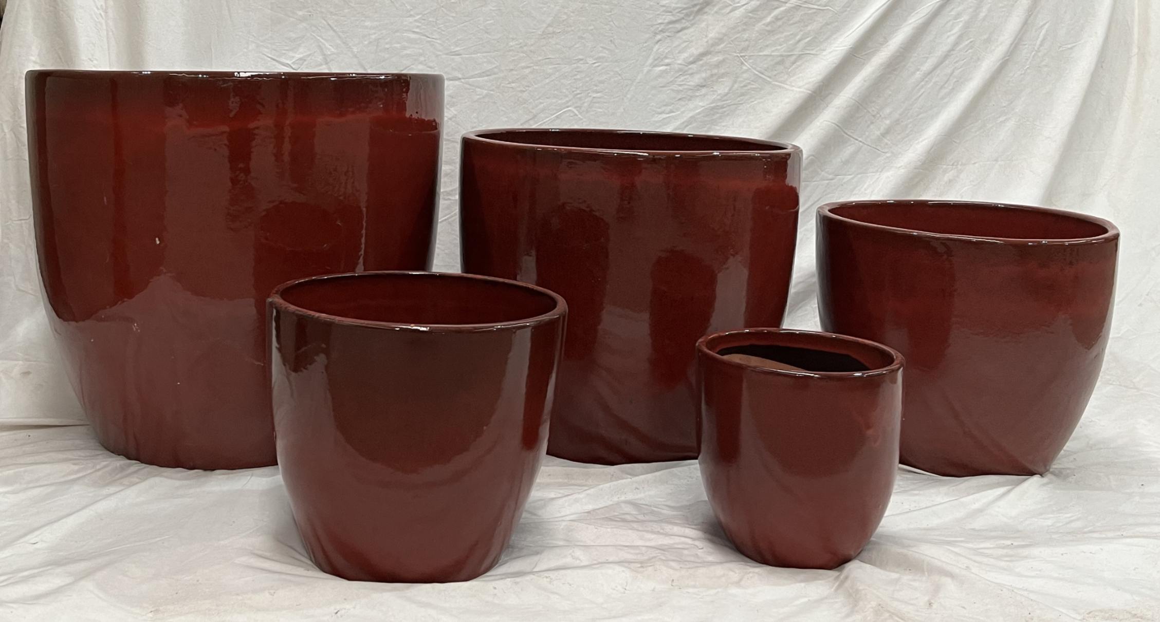 Buy Red Glazed Ceramic Planter Set - 5 Piece Indoor & Outdoor Plant Pots – ChhajedGarden.com