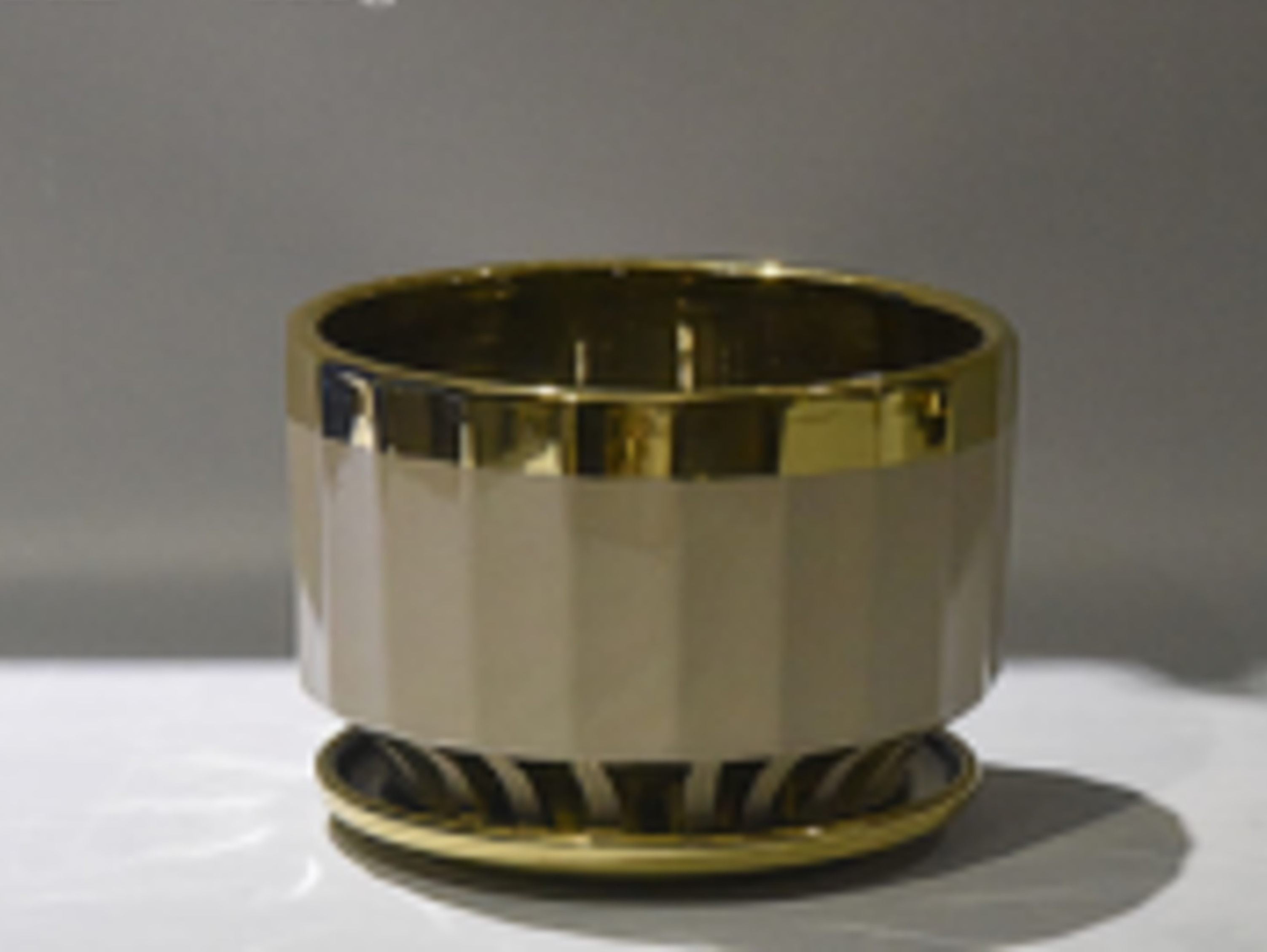 Buy Elegant Gold-Ceramic Faceted Planter with Matching Plate ...