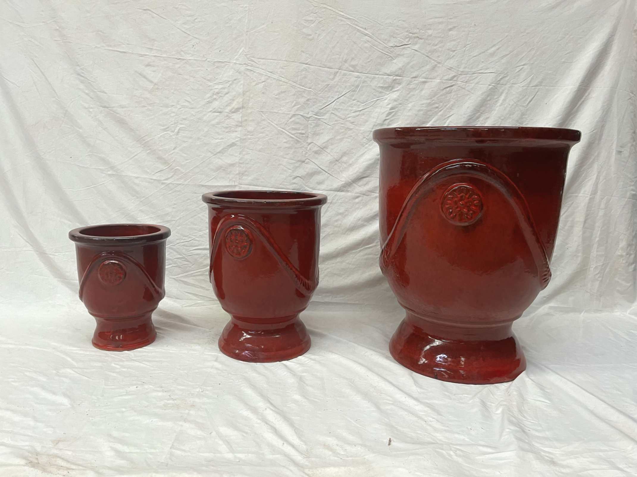 Buy Red Glazed Ceramic Planter Set - Perfect for Indoor & Outdoor Decor ...