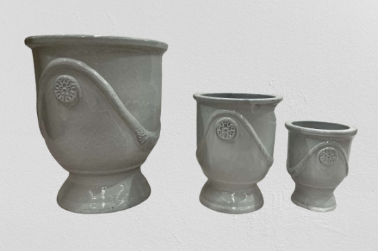 Buy European-Style Tall Ripple Ceramic Flower Pot Set Of 3 - Glazed ...