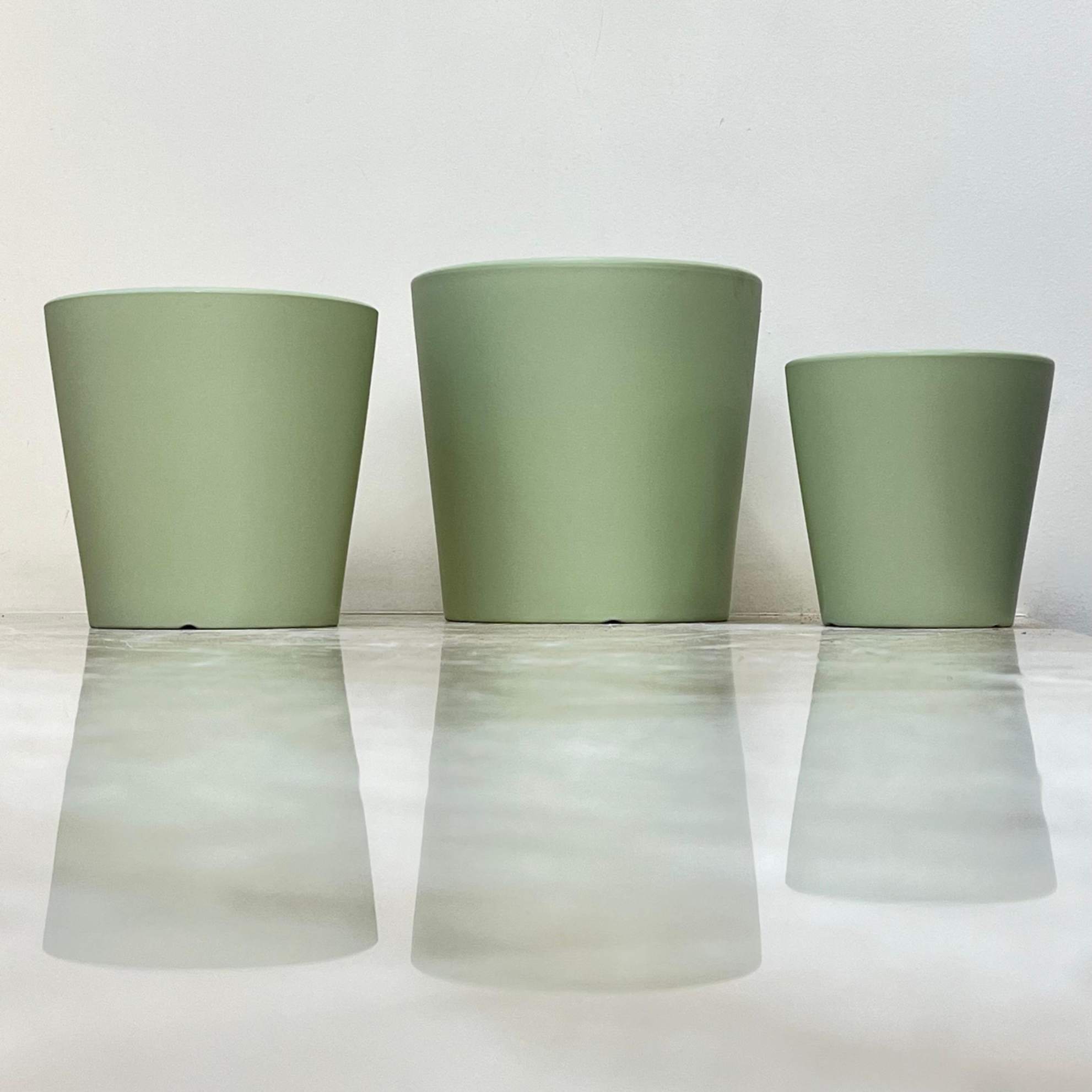 Green Minimalist Ceramic Pot Set | Modern Indoor Planter Set Of 3 ...