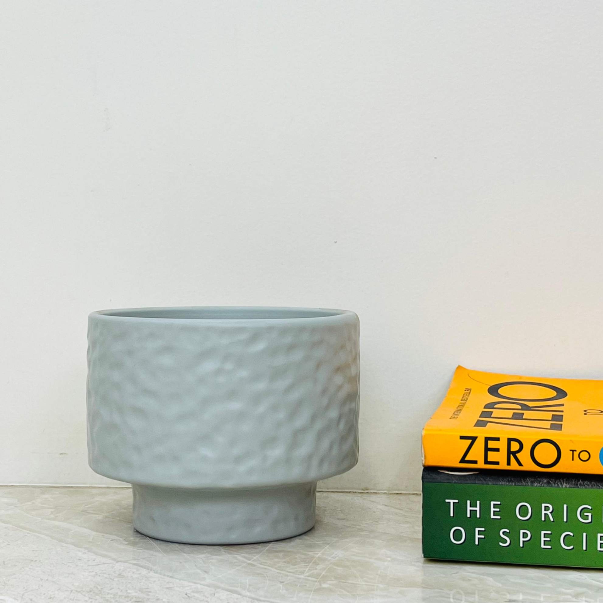 Light Grey Textured Ceramic Planter | Modern Hammered Plant Pot ...
