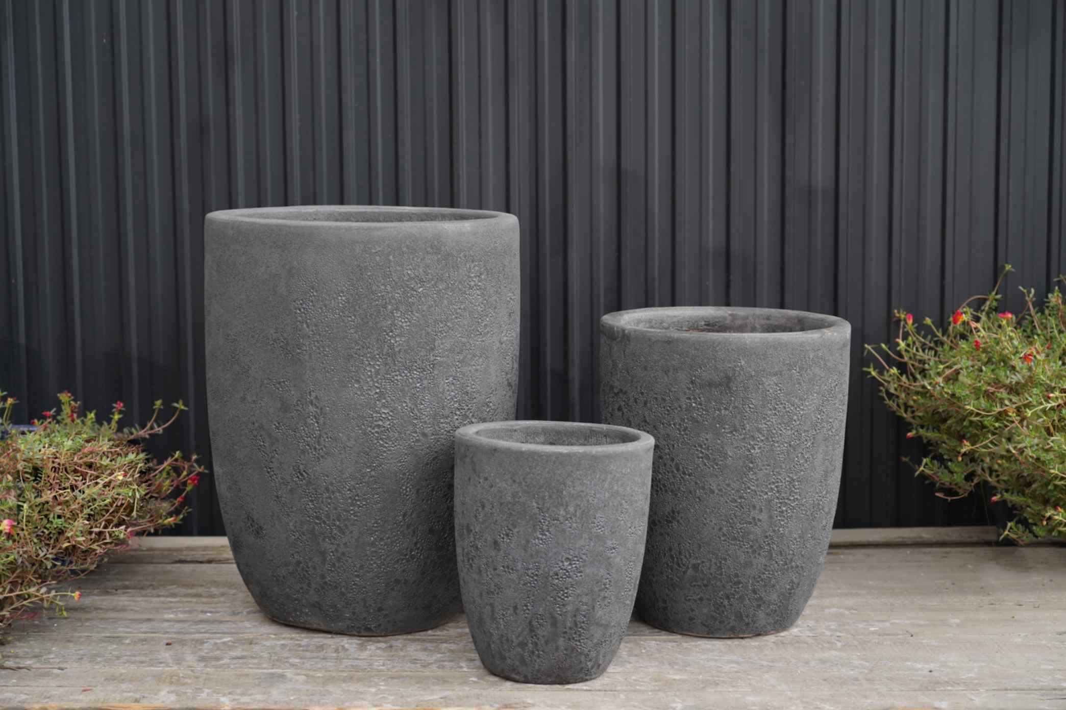 Buy Grey Ceramic Planter Set of 3 | Modern Round Pots for Indoor ...