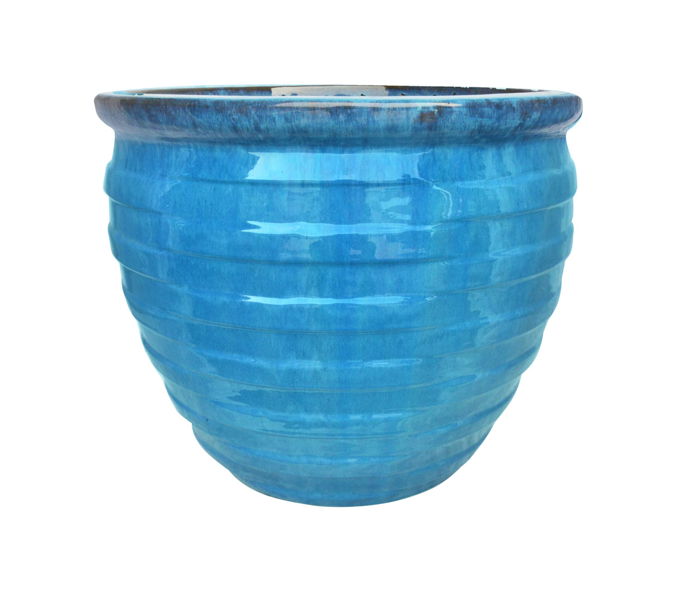 Ultra Marine Blue Glazed Ceramic Planter Set - Indoor & Outdoor Use (S ...