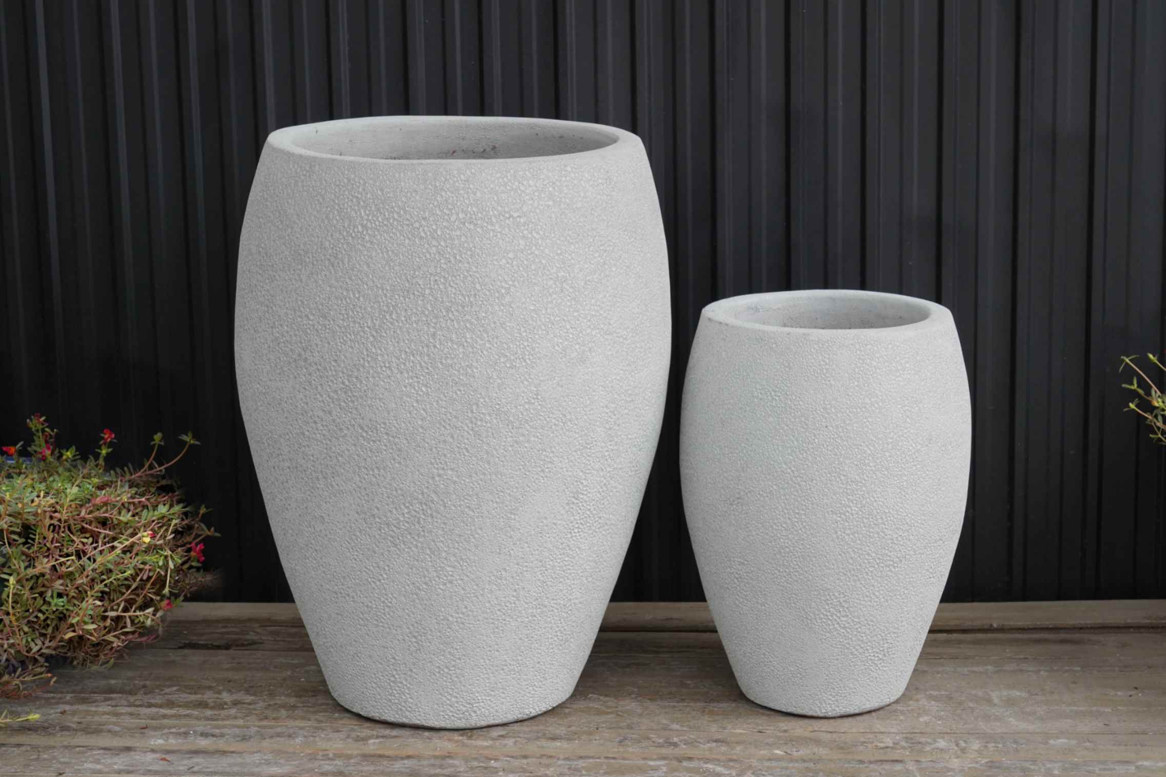 Tall White Gravel Matte Finish Ceramic Planter Set Of 2 | Modern Garden ...