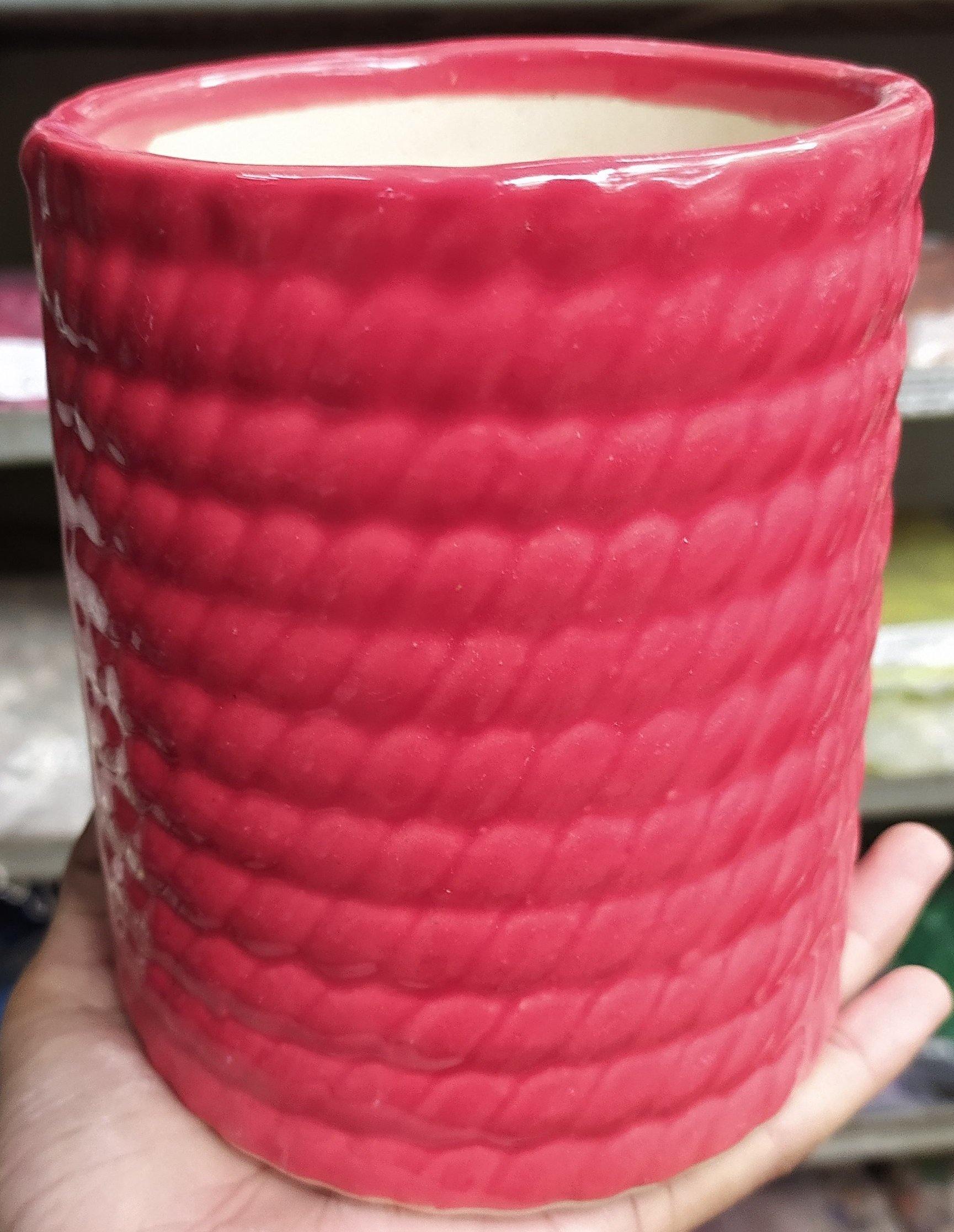 Sleek Red Ceramic Plant Pot - Contemporary Design | — ChhajedGarden.com