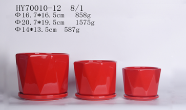 Elegant Dark Red Ceramic Pot with Bottom Tray | Modern Design for ...