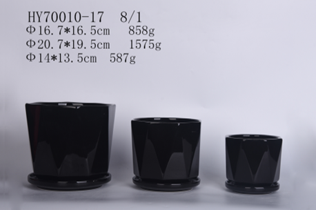 Buy Minimalist Ceramic Plant Pot - Dark Black Plain Cylinder (Set of 3 ...