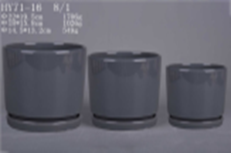 Set of 3 Modern Round Grey Ceramic Pots | High-Quality Material | Free ...