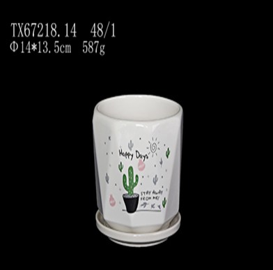 modern-round-ceramic-pot-white-cactus-happy-day – ChhajedGarden.com