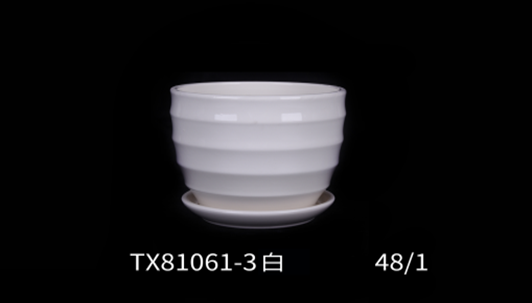 Contemporary Round White Ceramic Pot Set with Ribbed Design - Stylish ...