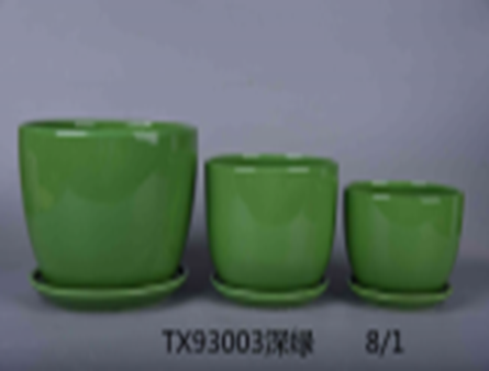 Green Ceramic Pot Set - Set of 3 | Ideal for Table Top Plants | Premium ...