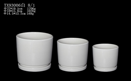 Stylish White Ceramic Pot Set | Modern Round Shape | Set of 3 ...