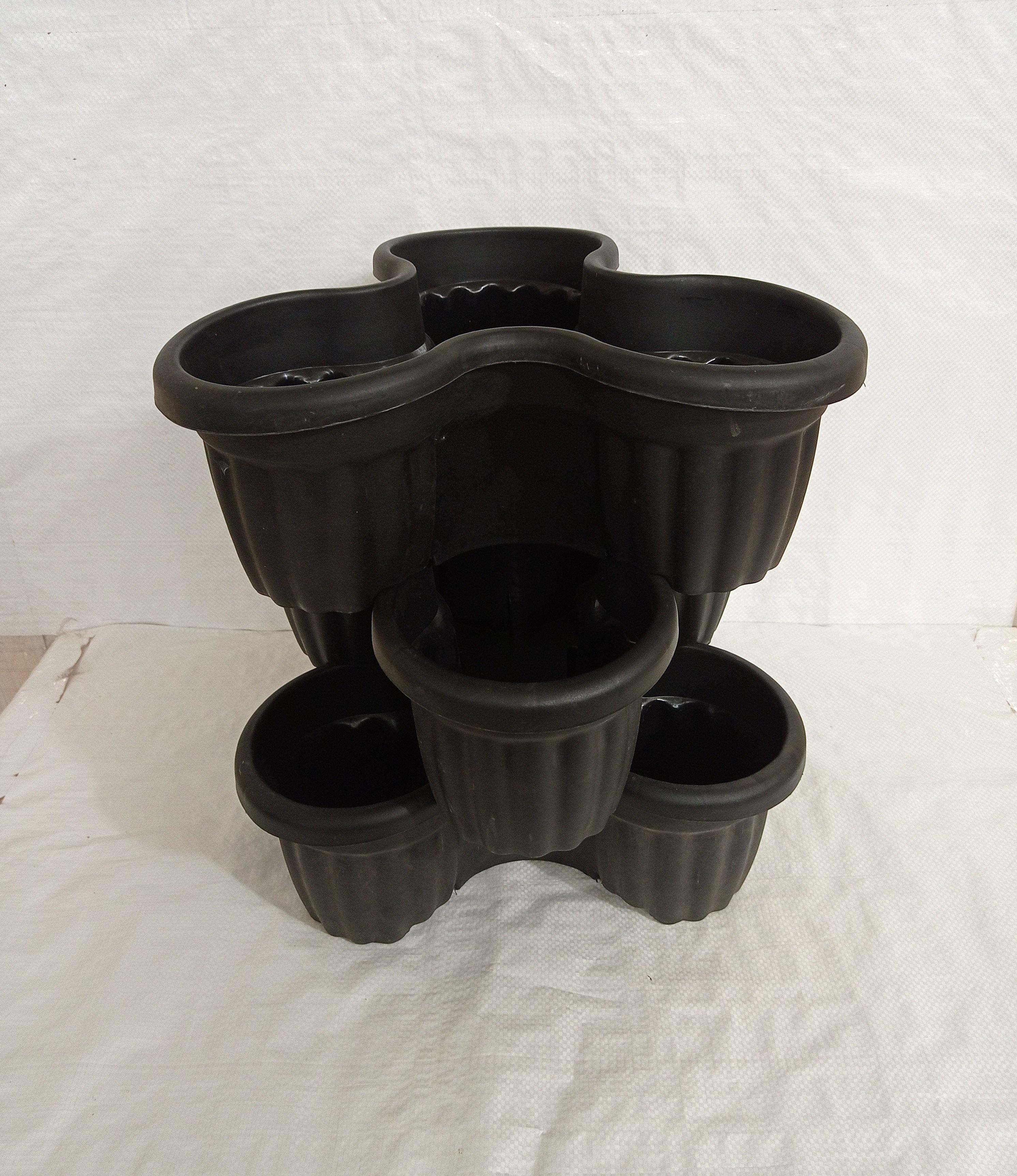Stacking Pots Black,Vertical Flower Tower Pots – ChhajedGarden.com